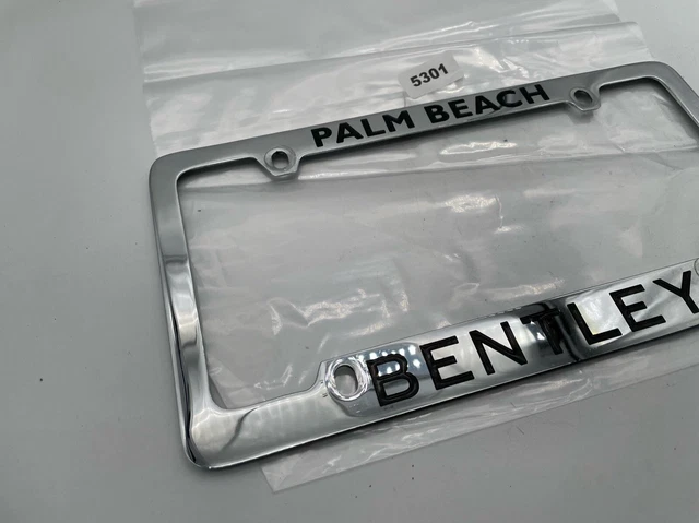 BENTLEY PALM BEACH FL Dealership License Plate Frame Bracket Chrome OEM ...