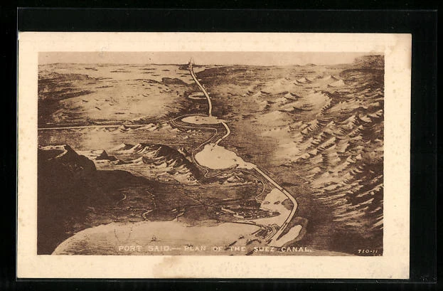 CPA PORT SAID, Plan Of The Suez Canal EUR 5,00 - PicClick FR