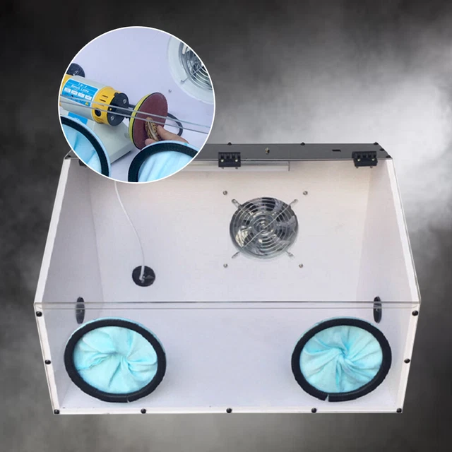 2 HOLES FULLY Enclosed Electric Grinding Table Polisher Dust Box with ...