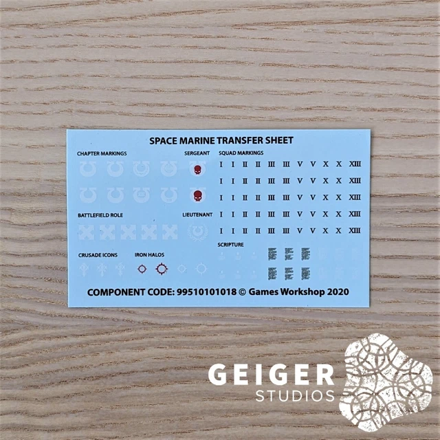 WARHAMMER 40K COMMAND Edition Space Marine Transfer Sheet Water Slide ...