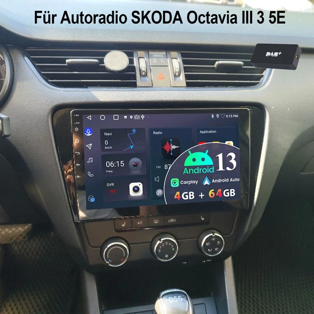 DAB+ 4+64GB ANDROID 13 Autoradio Apple Carplay Für SKODA Octavia III 5E GPS WIFI EUR 149,99 ...
