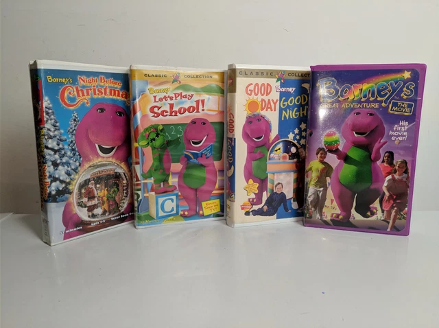 LOT OF 4 Vintage Barney VHS tapes-Xmas,Let'sPlaySchool,GoodDayGoodNight ...