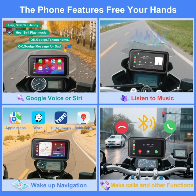 BMW MOTORCYCLE CARPLAY Android Auto 6" Touch Screen Waterproof GPS ...