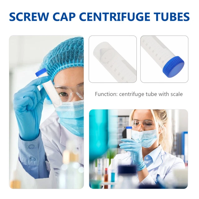 50 PZ TUBI conici tubo centrifuga ml inferiore con coperchio EUR 28,85 ...