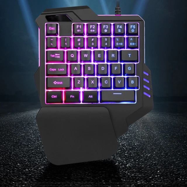 ONE-HANDED KEYBOARD ERGONOMIC Support Smooth Sliding Rgb Cool Lighting ...