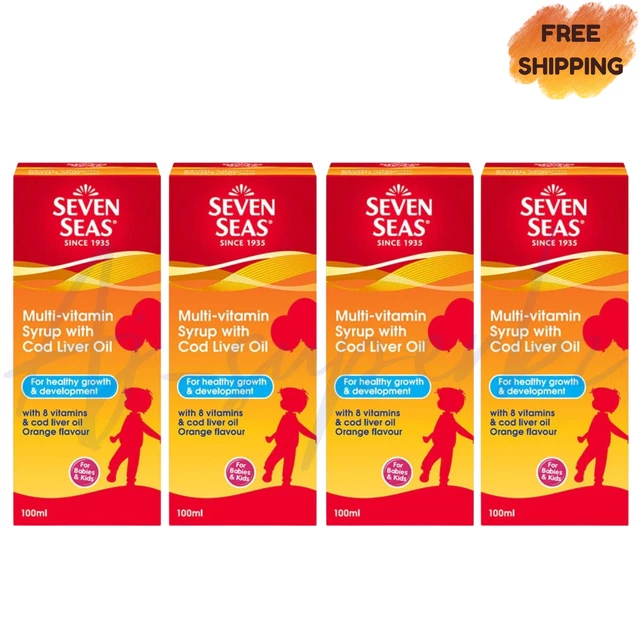 4X SEVEN SEAS Multivitamin Syrup 100ml Cod Liver Oil Orange Flavour For ...