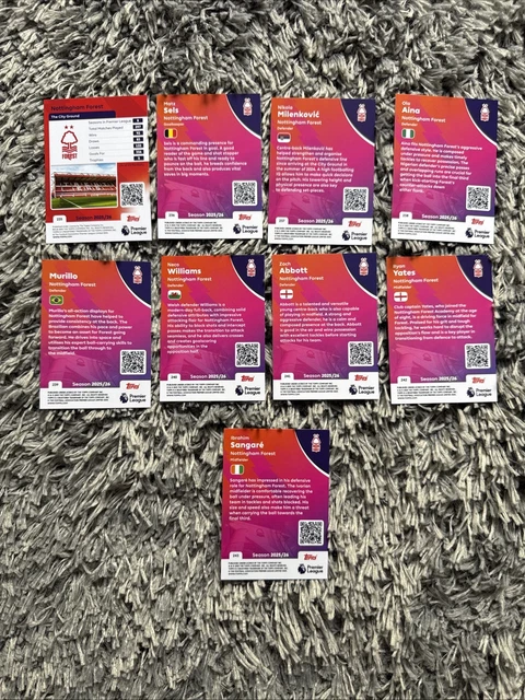 TOPPS 2025/26 PREMIER League Nottingham Forest Full Team Set - 18 Cards ...