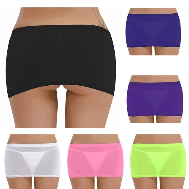 Sexy Mini Rock Damen Stretch Minirock Sommer Durchsichtige Röcke Erotik