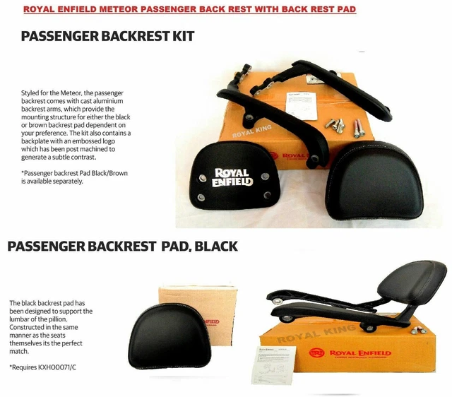 GENUINE ROYAL ENFIELD Meteor 350 Passenger Backrest Kit With Black Pad ...
