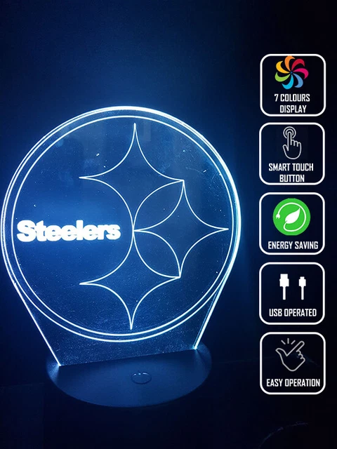 PITTSBURGH STEELER FOOTBALL 3D Acrylic LED 7 Colour Night Light Touch ...