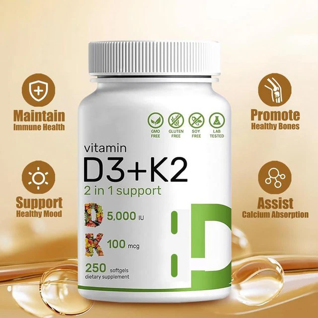 VITAMIN D3+K2 SOFTGELS 5000 IU -Extra Strength D3 K2 Supplements,Immune Health1 £7.14 - PicClick UK