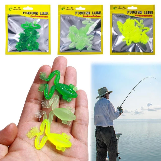 5PC 5.5CM RUBBER Frog Spinner Sinking Bass Bait Soft Fishing Lures For ...