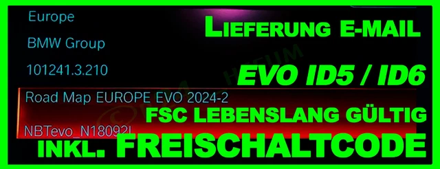 BMW NAVI UPDATE ROAD MAP EUROPE EVO 2025-1 NBTevo ID5 / ID6 inkl. FSC ...