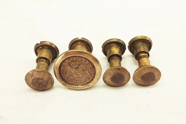 VTG WARRANTED SUPERIOR hand saw handle brass medallion w/ screws nut ...