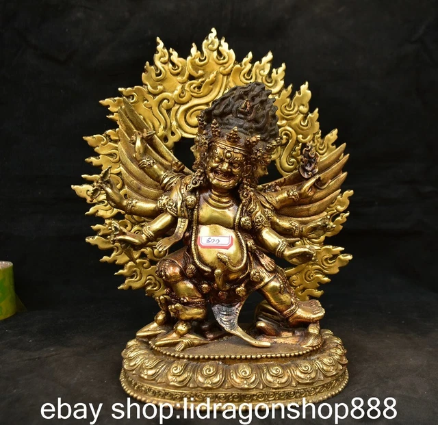 12 &ANCIENNE STATUE bouddhiste dorée tibétaine de mahabharata Fury EUR 570,29 - PicClick FR