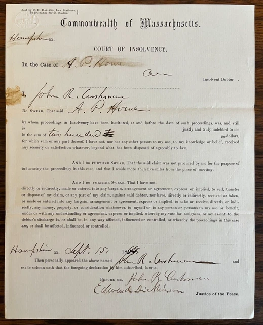 1864 EMILY DICKINSON Poet's Father, Edward Dickinson Signé Amherst Ma ...