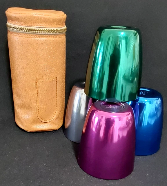 VINTAGE 4 X PEACOCK WARE Stokes Melbourne Anodised Stacking Picnic Cups ...