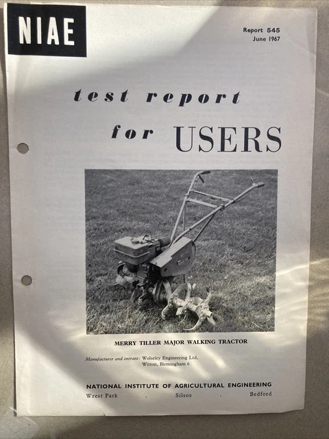 WOLSELEY MERRY TILLER Major Walking Tractor Test Report 1967 - 6 pages ...