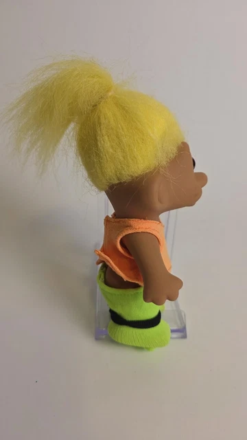 VINTAGE TROLL DOLL 1991 with Blonde Hair, Orange Shirt and Neon Green ...