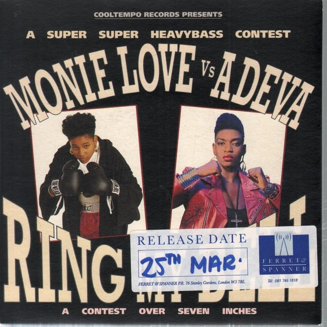 MONIE LOVE VS Adeva Ring My Bell 7" vinyl UK Chrysalis 1990 B/w upper c ...