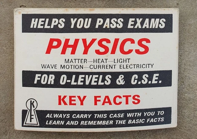 **KEY FACTS CARDS PHYSICS** Wolfe Publishing 1960s-Rare O-Levels & CSE ...