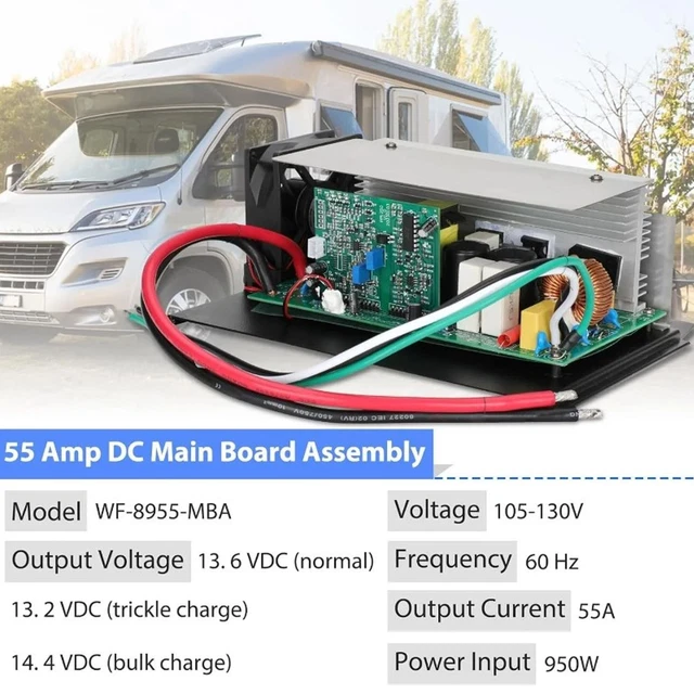 RV CONVERTER MULTISTAGE Smart Charging 55 Amp Power Converter 12V DC ...