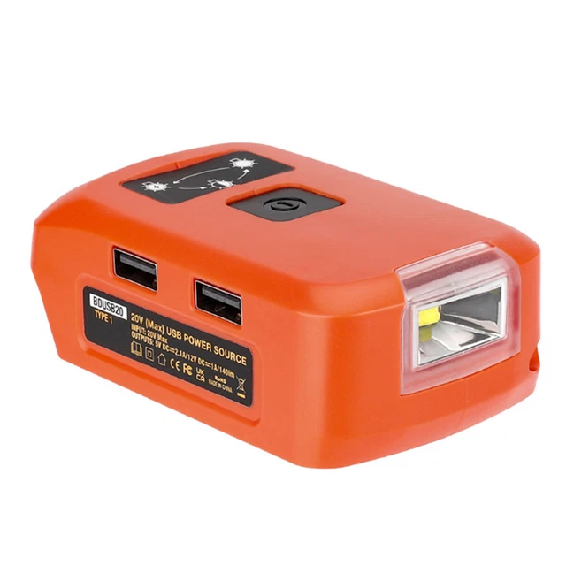 20V MAX USB&DC Port Lithium-Ion Battery Adapter Charging Tool For Black ...