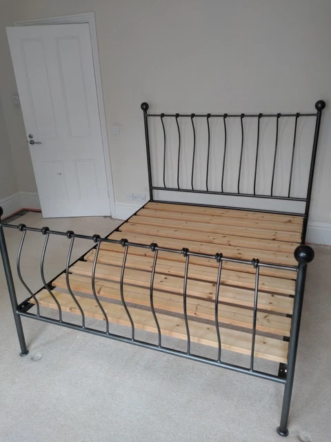 WROUGHT IRON KING Size Bed Frame in a gun metal grey finish £208.72 ...
