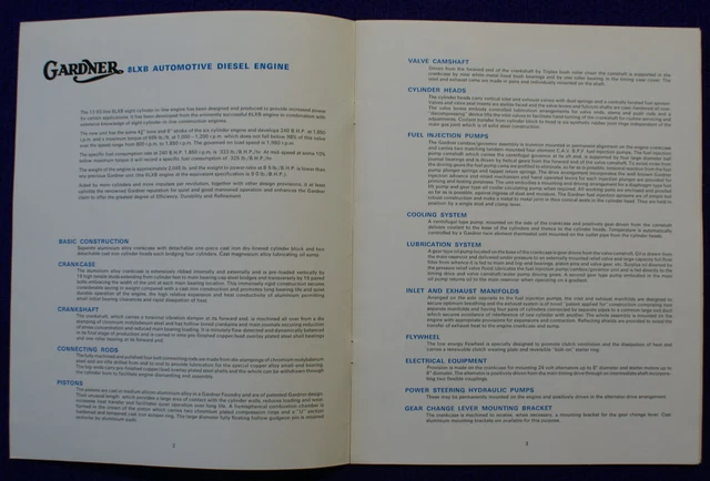 GARDNER ENGINES 240 8Lxb Diesel Truck Lorry Data Specification Brochure ...
