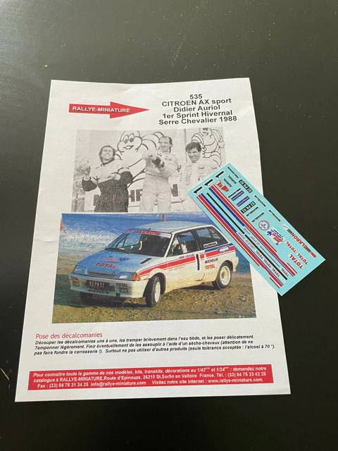 DECALS 1/43 CITROEN Ax Sport Auriol Ronde Serre Chevalier 1988 Rallye ...