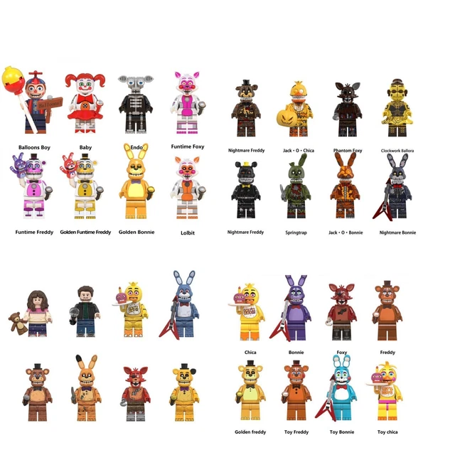 8PCS CUSTOM LEGO Fnaf Minifigures Five Nights at Freddys Foxy Chica Set ...