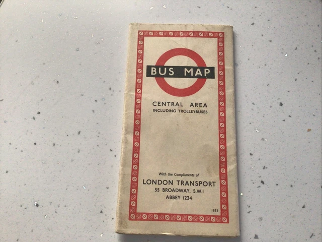 LONDON TRANSPORT BUS Map.Central Area inc Trolleybuses Map 1953 Vgc £0. ...