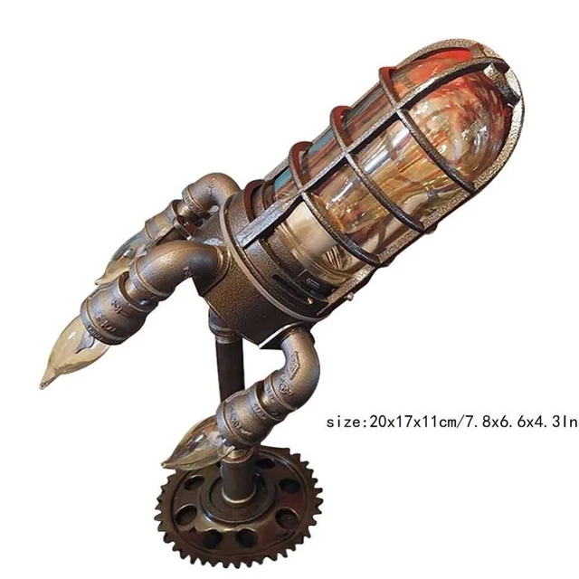 NOVELTY STEAMPUNK ROCKET Lamp Vintage Bedside Table Light Christmas £18 ...