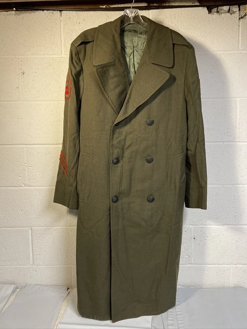 1969 USMC MAN’S Overcoat Jacket Great Coat Serge Green Wool Vtg Marines ...