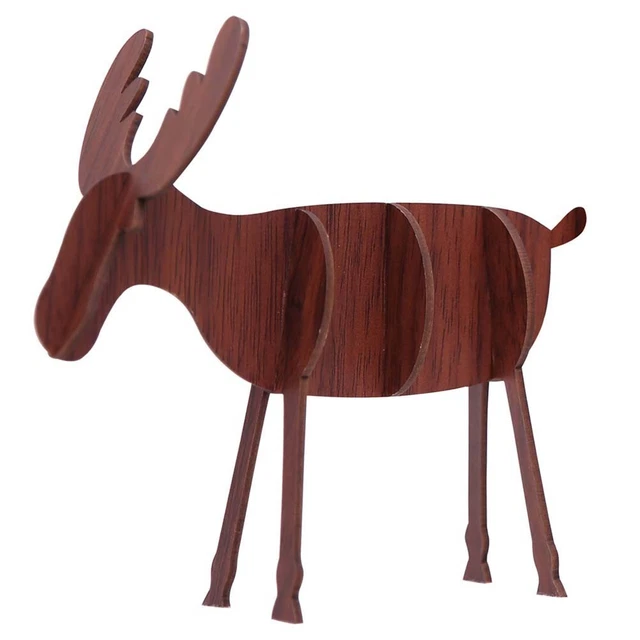 4 PCS DEER Figurines Small Reindeer Figures Animal Wood Decoration £8. ...