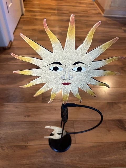 VINTAGE METAL SUN Moon Kinetic Balance Pendulum Swing Sculpture Stand ...