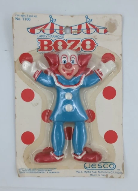 BOZO THE CLOWN Bendable Toy 1988 LARRY HARMON Unopened JESCO Circus ...