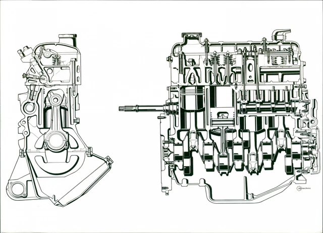 TECHNICAL DRAWING OF 1974 Citroen CX diesel engine - Vintage Photograph ...