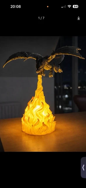 LED NIGHT LIGHT Breathing 3D Fire Dragon Style Table Desk Room Lamp £16 ...