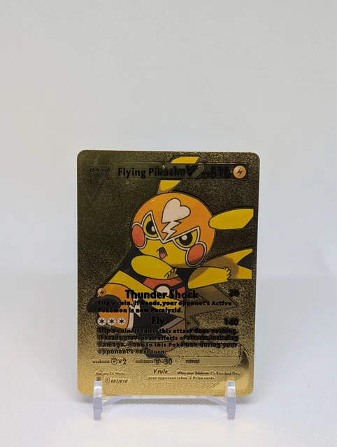 POKEMON🔥PIKACHU LIBRE PONCHO🔥GOLD FOIL Custom Card🔥Flying Pikachu 208 ...