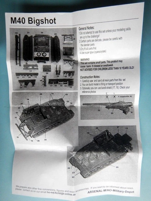 ARSENAL-M 1/87 WW2 US Army M40 'Bigshot' SPG resin kit £16.32 - PicClick UK
