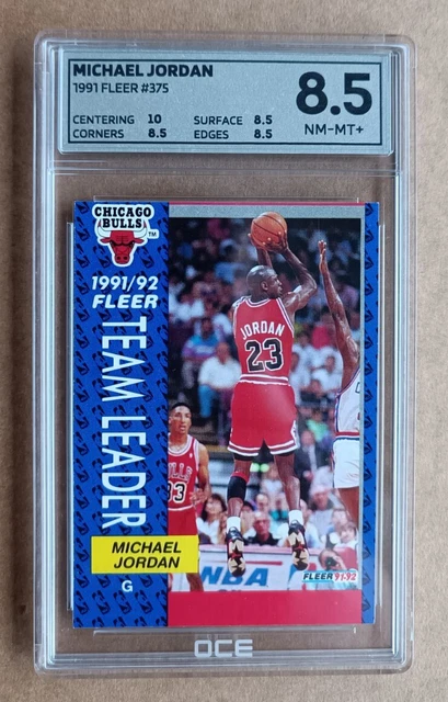 MICHAEL JORDAN TEAM Leader Fleer 1991/92 - NBA Card #375 OCE 8.5 NM ...