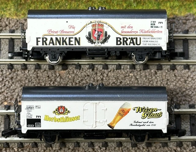 MÄRKLIN MINI-CLUB SPUR Z Güterwagen Bierwagen Herbsthäuser Franken Bräu 2 Stück EUR 24,50 ...