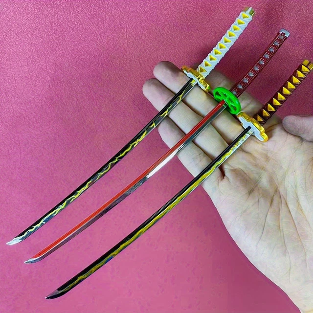 10INCH METAL DEMON Slayer Katana Ainme Mini Zenitsu Sword Sabre Blade ...