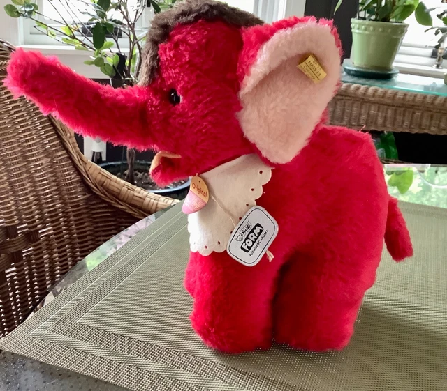 VINTAGE &RARE& STEIFF 1969 Red Elephant W/Tags - Germany $251.59 ...