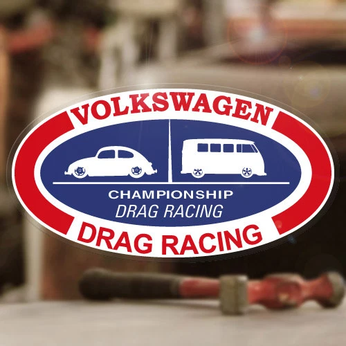 VOLKSWAGEN DRAG RACING sticker decal vw beetle bus van bug aircooled 6 ...