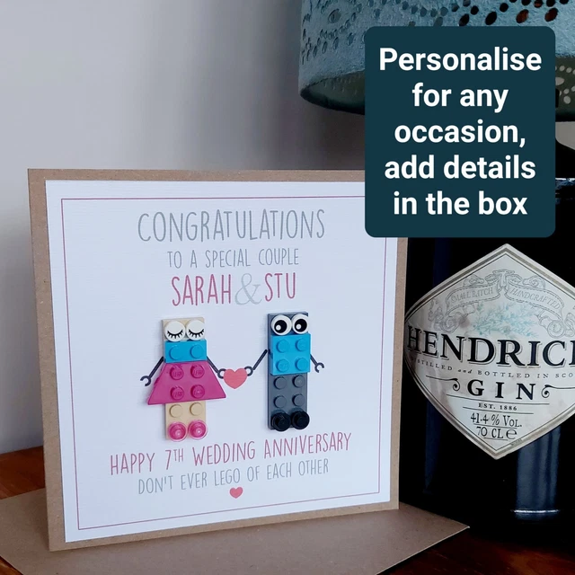 PERSONALISED LEGO COUPLE Happy Wedding Anniversary Husband Wife 1st 2nd ...