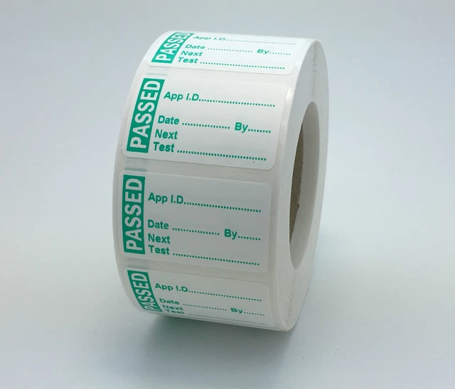 100 MINI PAT Test / Testing Labels PASSED Non Rip 40 x 24mm PASS ...