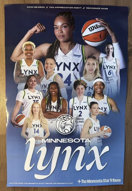 MINNESOTA LYNX 2024 WNBA Star And Tribune Fan Appreciation Poster $10. ...