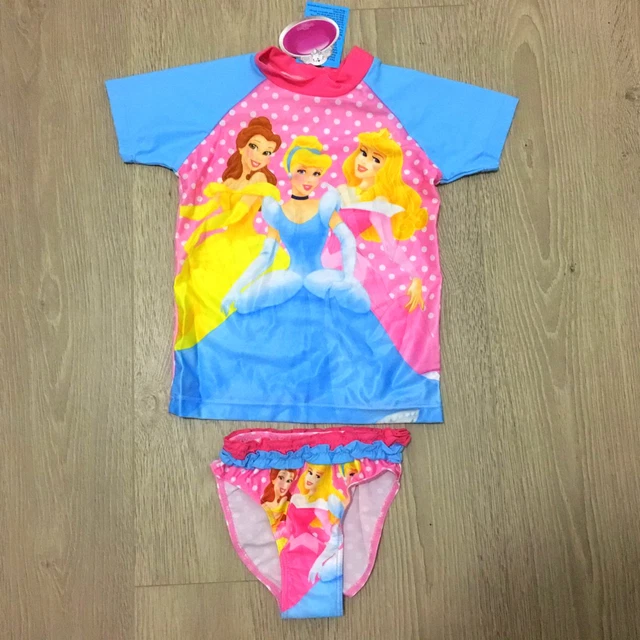 DISNEY PRINCESS GIRLS Rash Top Bathers Rashie Swimmers Swimwear ...